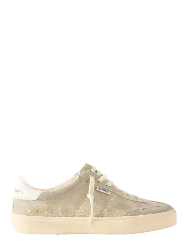 GOLDEN GOOSE Soul Star Leather-trimmed Suede Sneakers - Neutrals