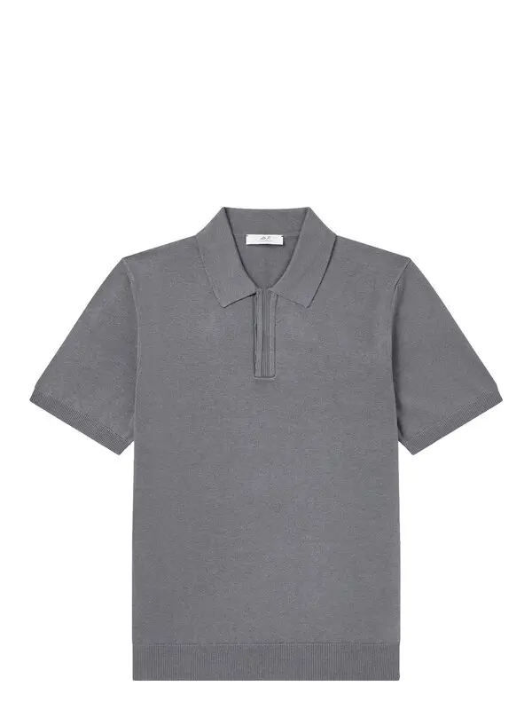 Mr P. Silk And Cotton-blend Polo Shirt - Gray