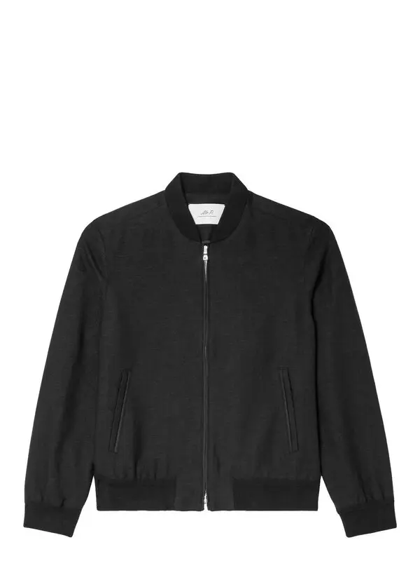 Mr P. Linen And Cotton-blend Bomber Jacket - Black