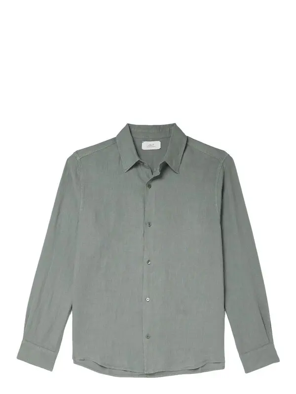 Mr P. Garment-dyed Linen Shirt - Green