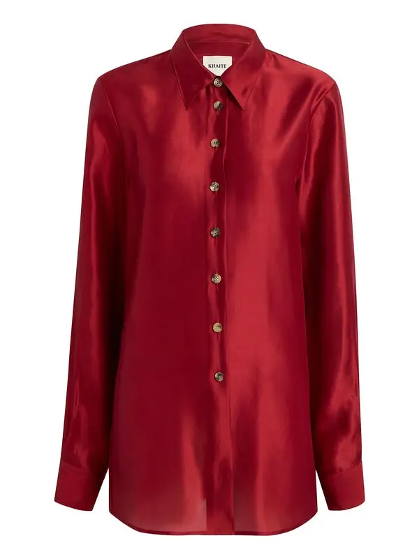 Khaite Auryn Silk-twill Shirt - Red