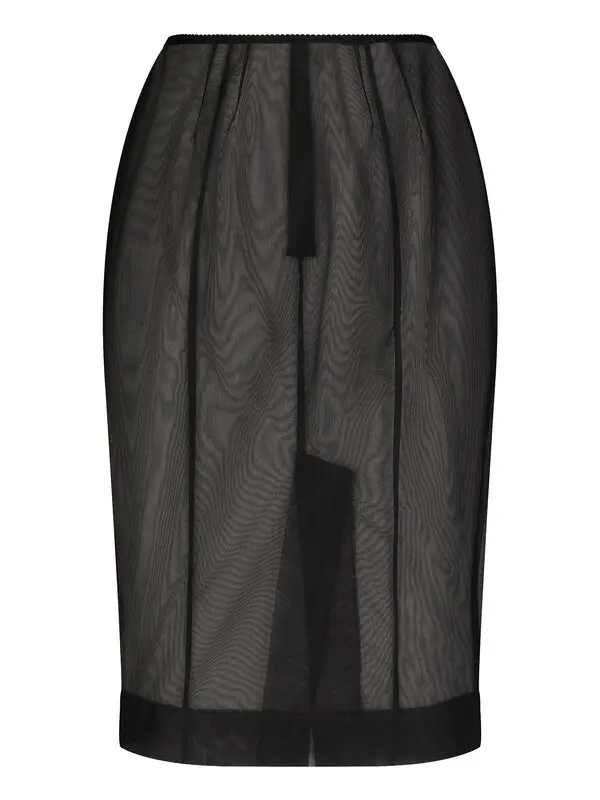 Dolce & Gabbana Marquisette Midi Pencil Skirt - Black