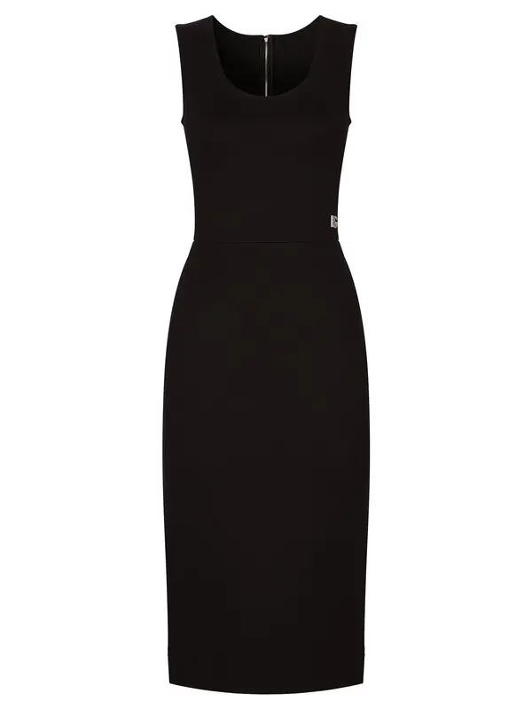 Dolce & Gabbana Sleeveless Milano Rib Midi Dress - Black