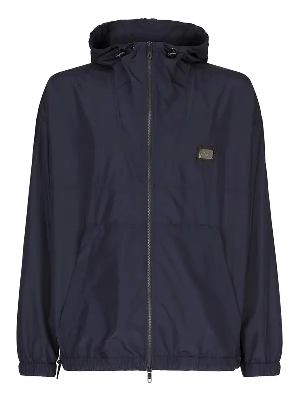 Dolce & Gabbana Nylon Jacket With Branded Tag - Blue