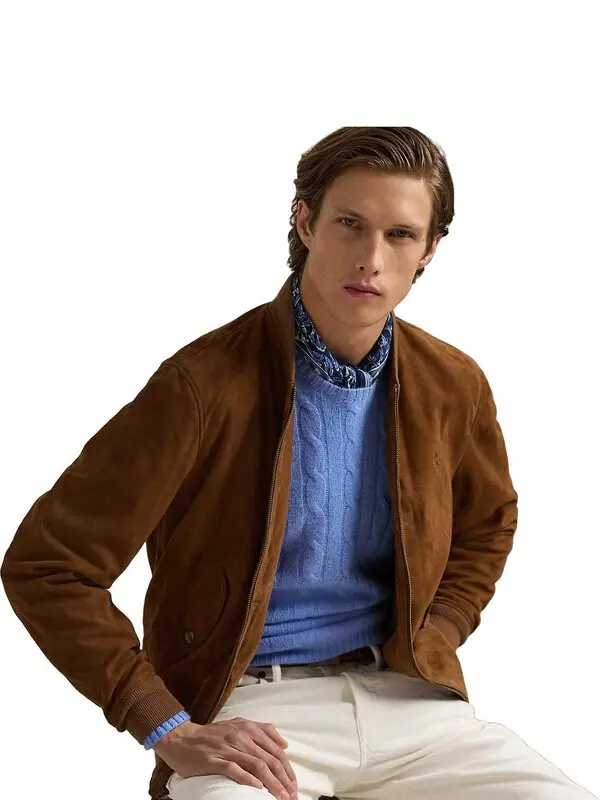 Ralph Lauren Suede Flight Jacket - Country Brown