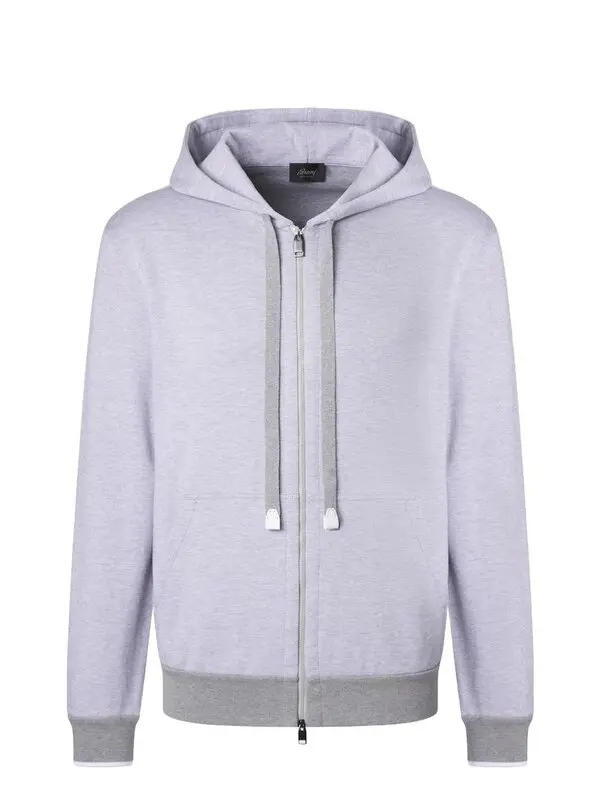 Brioni Cotton-blend Zip-up Hoodie - Grey