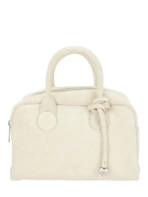 MARGESHERWOOD Soft Bowling Top Handle Bag - Soy Milk Suede