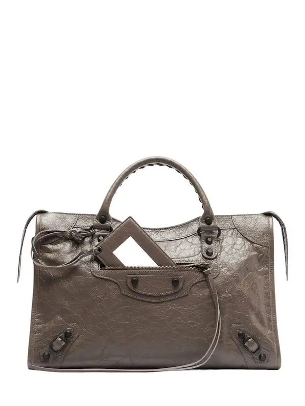 Balenciaga Le City Medium Leather Tote Bag - Grey