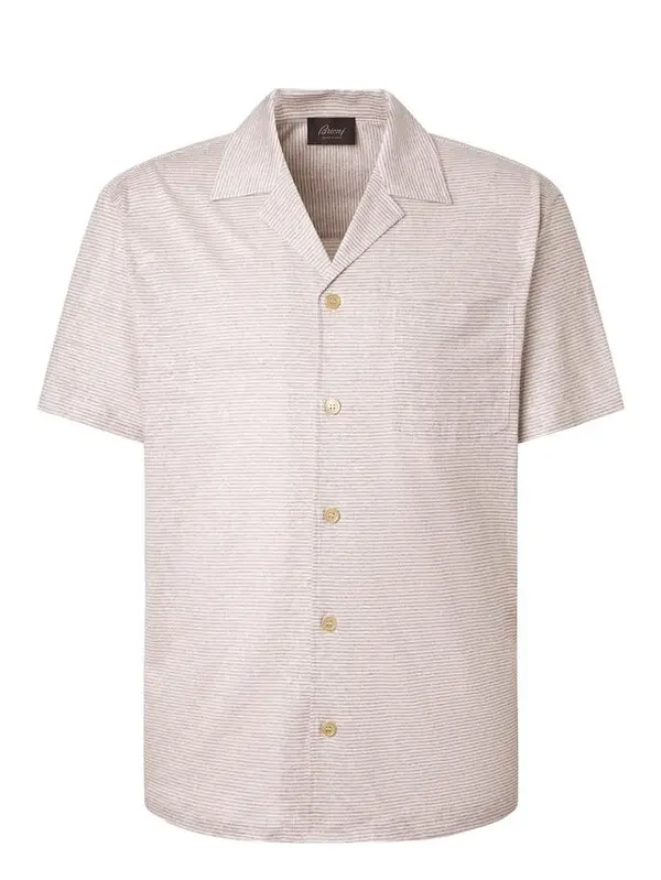 Brioni Striped Linen And Cotton Shirt - Beige