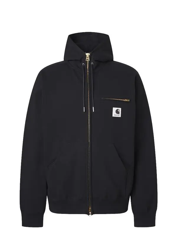 Sacai X Carhartt Cotton Jersey Hoodie - Black