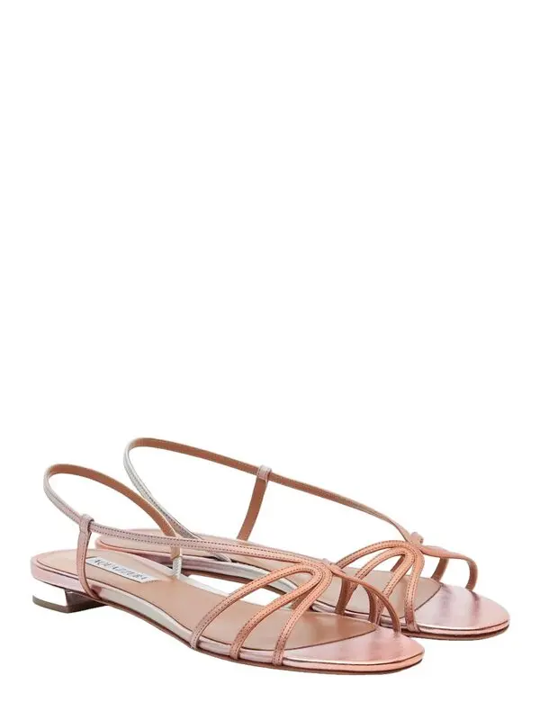 AQUAZZURA Talk To Me Metallic Leather Sandals - Pink