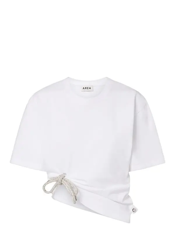 AREA Embellished Cotton Jersey T-shirt - White