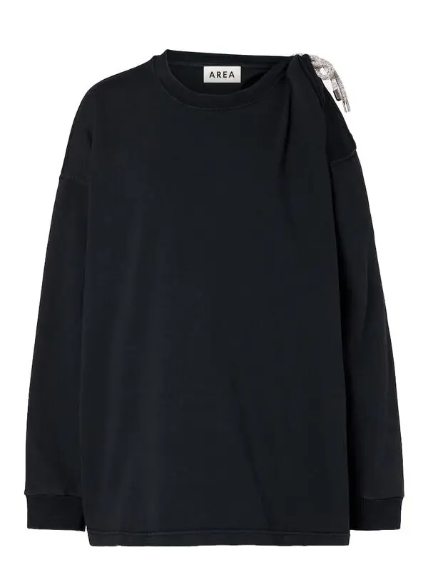 AREA Embellished Cotton Jersey T-shirt - Black