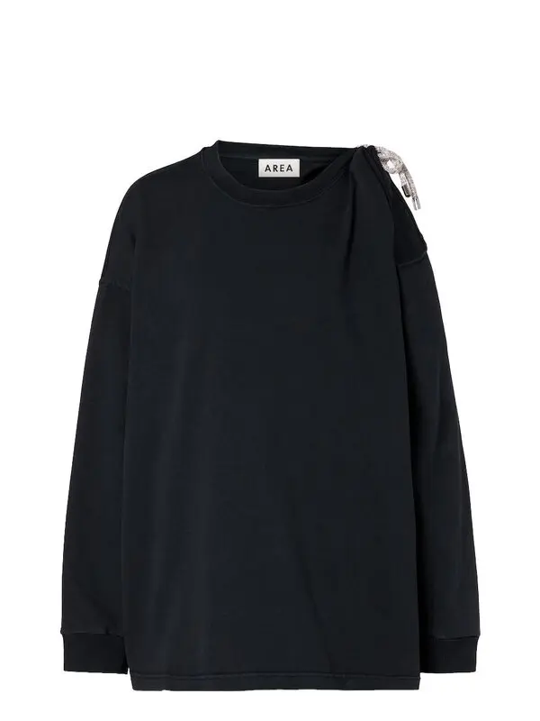 AREA Embellished Cotton Jersey T-shirt - Black