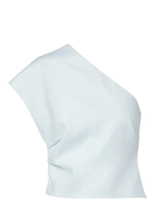 SIR. One-shoulder Linen Top - Blue