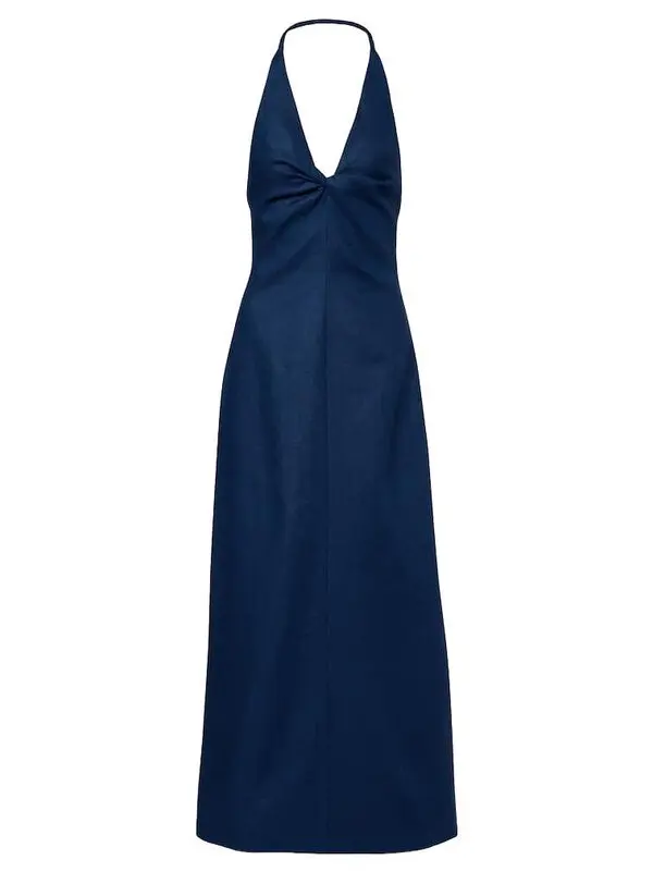 Sir The Label Caela Halterneck Linen Maxi Dress - Blue