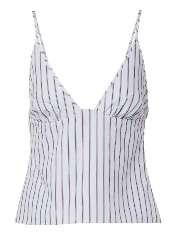 SIR. Lista Pinstripe Cotton-blend Top - Blue