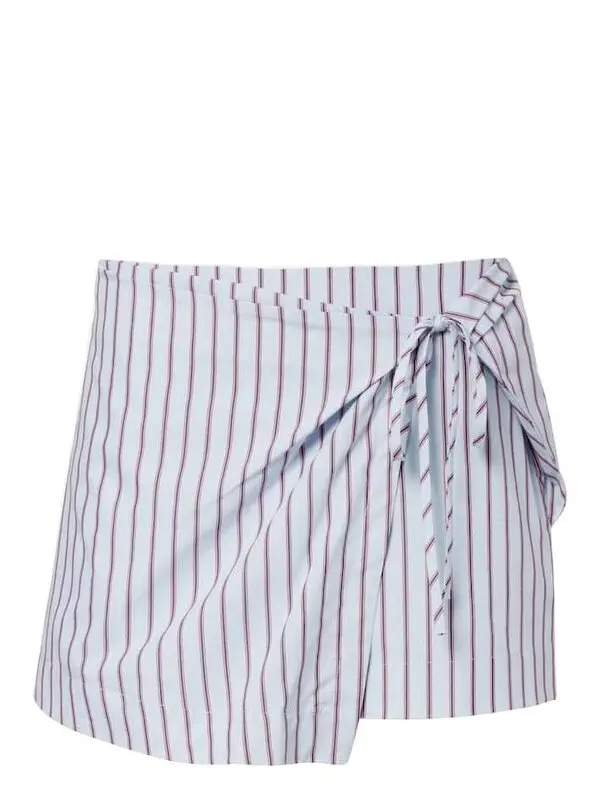 Sir The Label Pinstripe Cotton-blend Wrap Skirt - Blue