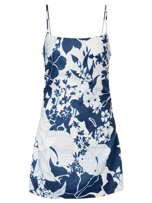 Sir The Label Paradiso Floral Linen Mini Dress - Blue