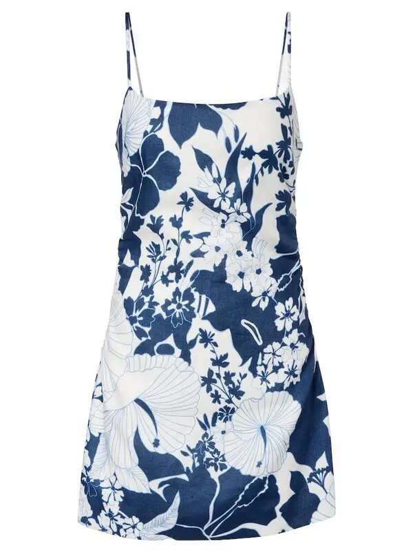 SIR. Paradiso Floral Linen Mini Dress - Blue