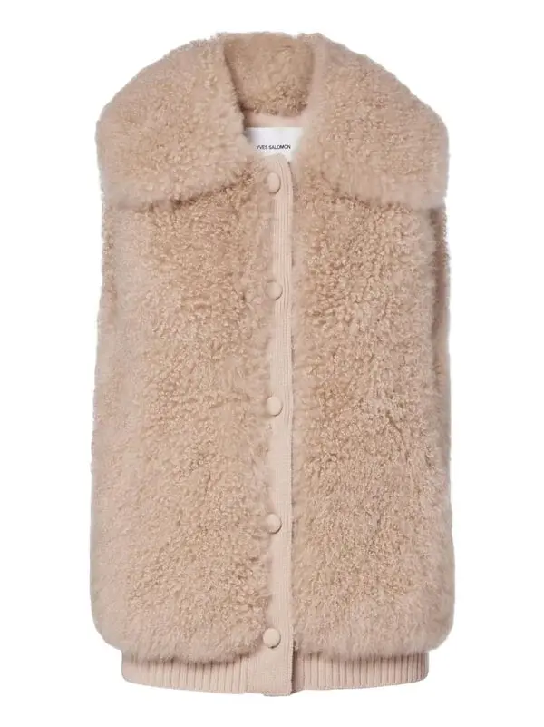 YVES SALOMON Wool-trimmed Shearling Vest - Beige