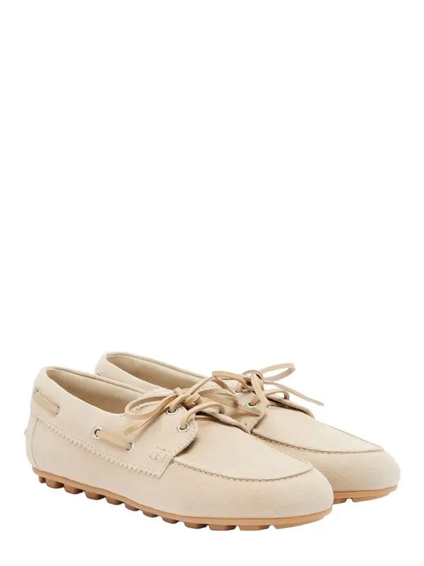 Hogan Suede Boat Shoes - Beige