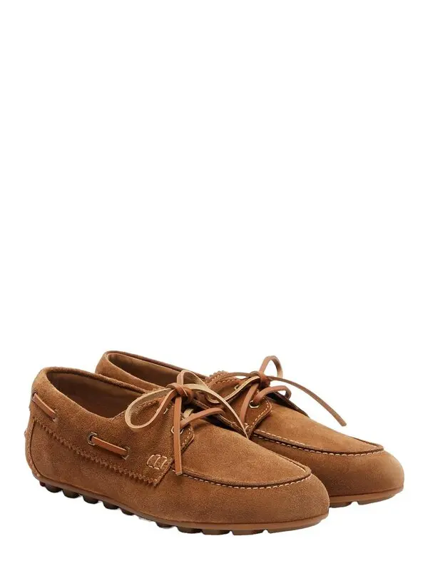 Hogan H693 Suede Boat Shoes - Brown