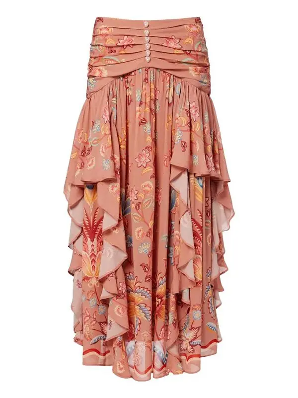 Farm Rio Floral Ruffled Maxi Skirt - Multicoloured
