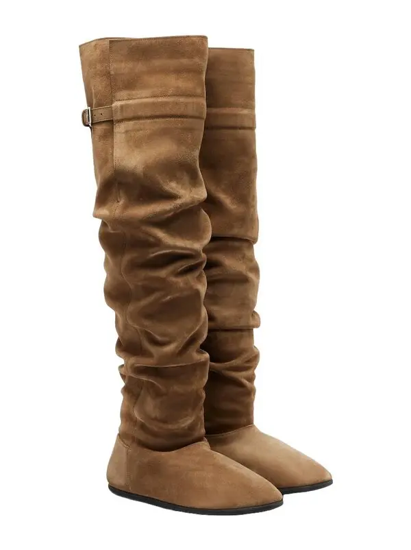 CHRISTEN Suede Over-the-knee Boots - Beige