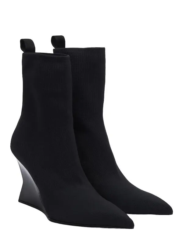 Balmain Knitted Wedge Boots - Black