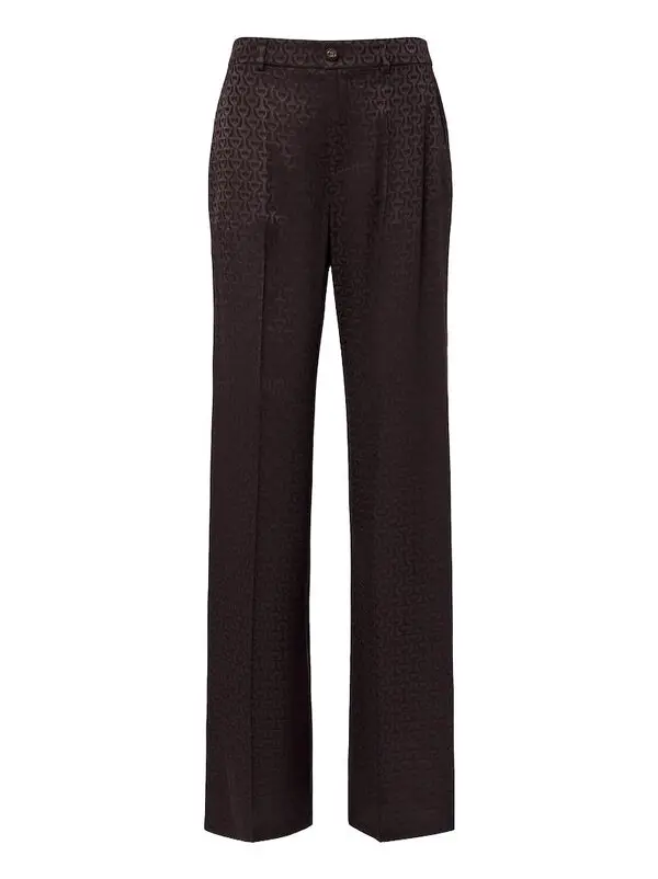 Gucci Silk Jacquard Wide-leg Pants - Brown