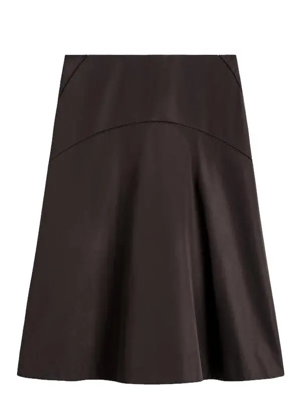 Cos Cotton Blend Twill Midi Skirt - Brown