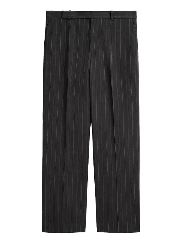 Cos Pinstriped Relaxed-fit Wide-leg Pants - Gray