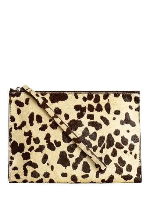 Cos Animal-print Pony Hair-effect Leather Pouch - Beige