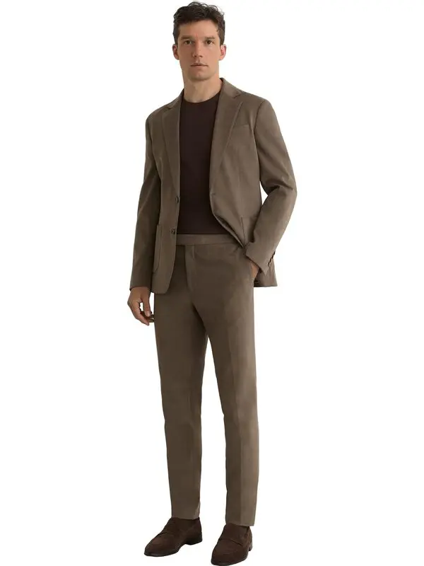 REISS Regent Suit Trousers - Taupe Brown