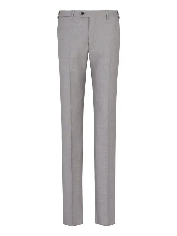 Giorgio Armani Flat-front Virgin Wool Trousers - Grey