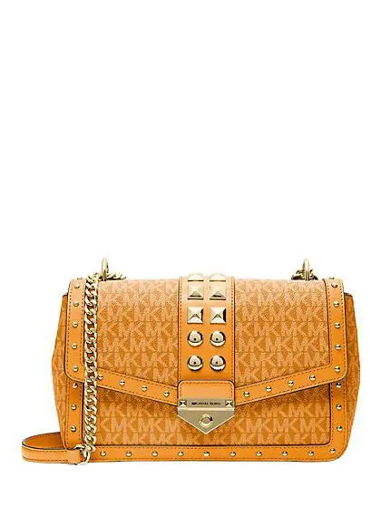 Michael Kors Soho Large Studded Signature Logo Shoulder Bag - Orange