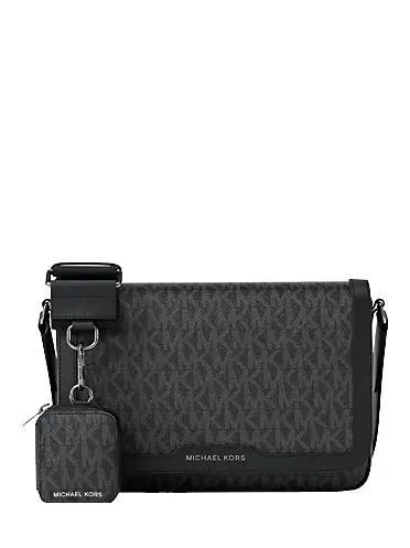 Michael Kors Hudson Mini Signature Logo Crossbody Bag With Airpod Case - Black