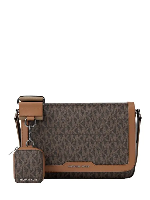 Michael Kors Hudson Mini Signature Logo Crossbody Bag With Airpod Case - Brown