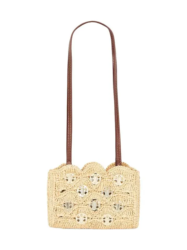 Rabanne Raffia Shoulder Bag - Natural & Light Gold