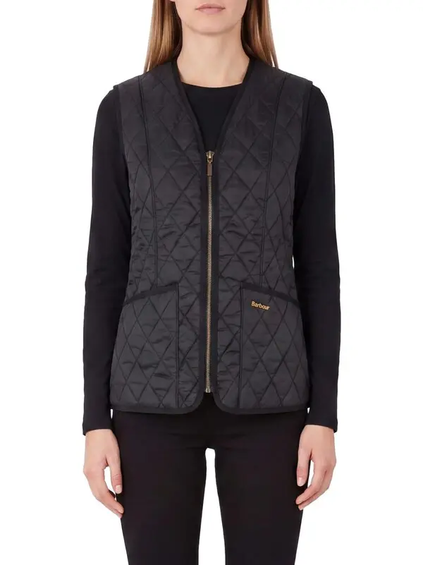 Barbour Betty Quilted Recycled Nylon Gilet With V-neck - Black