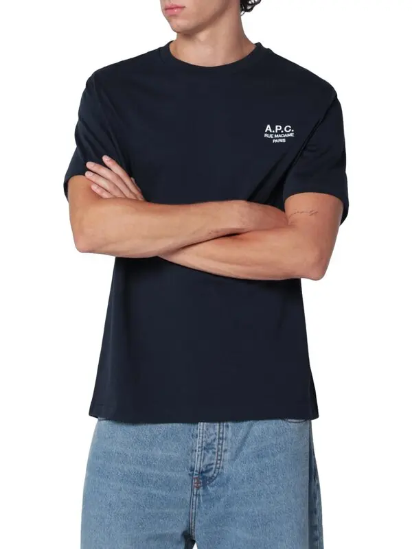 A.p.c. Crewneck T-shirt With Logo - Blue 1