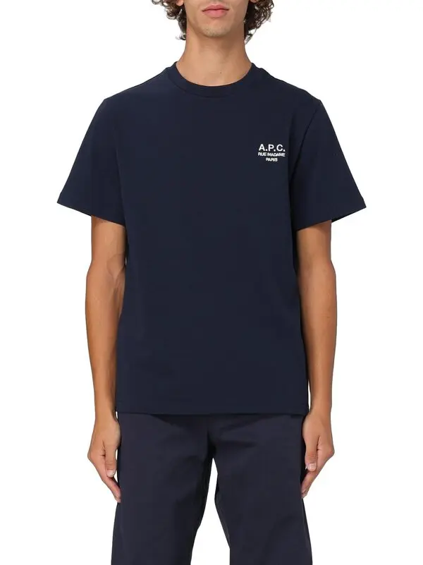 A.p.c. Crewneck T-shirt With Logo - Blue