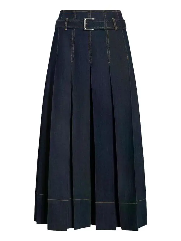 Cinq À Sept Rylee Belted Pleated Midi Skirt - Blue