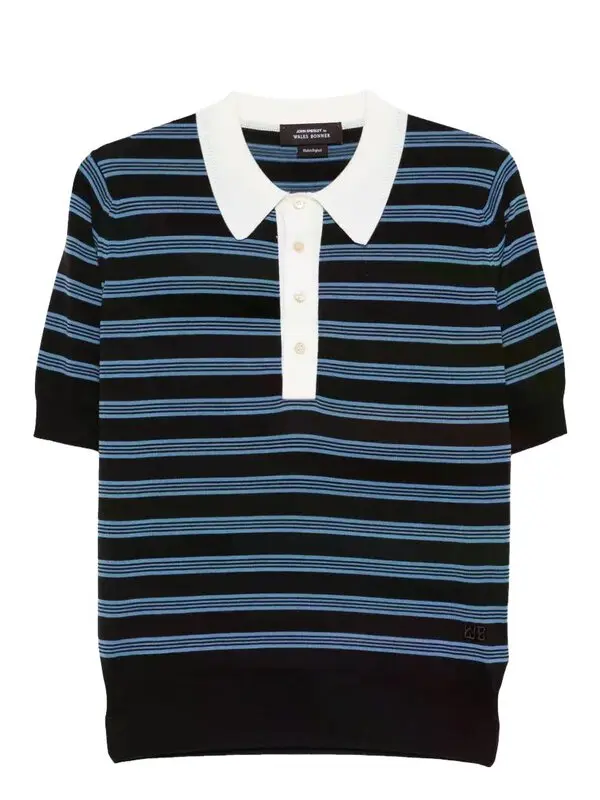 WALES BONNER X John Smedley Striped Polo Shirt - Brown