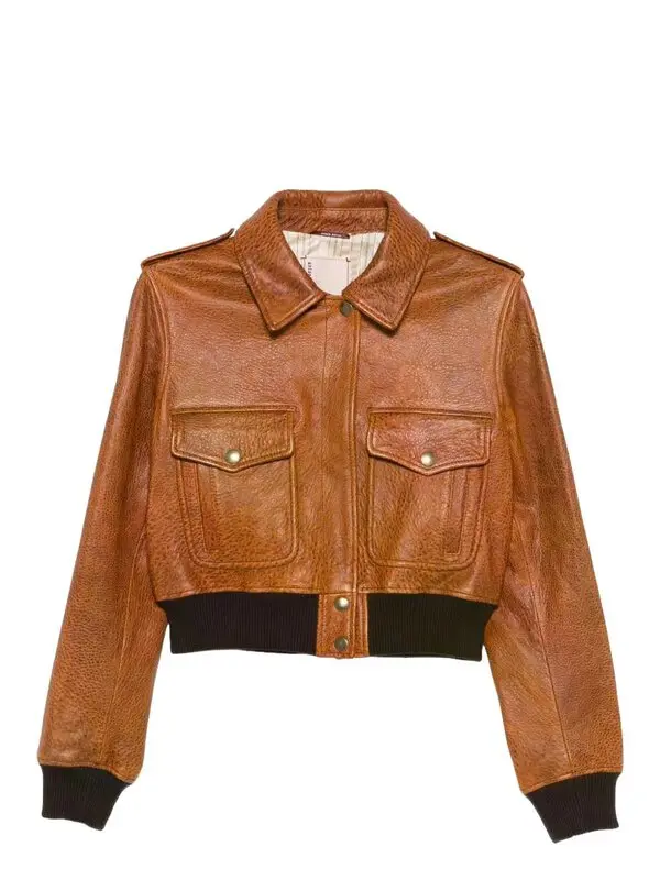 Antonio Marras Ribbed-hem Leather Jacket - Brown