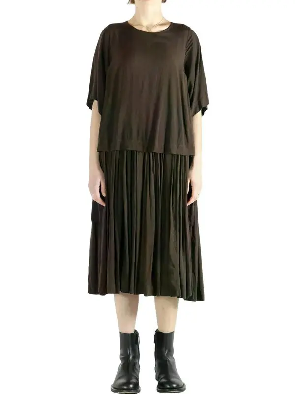 CASEY CASEY Pleated Midi Dress - Brown