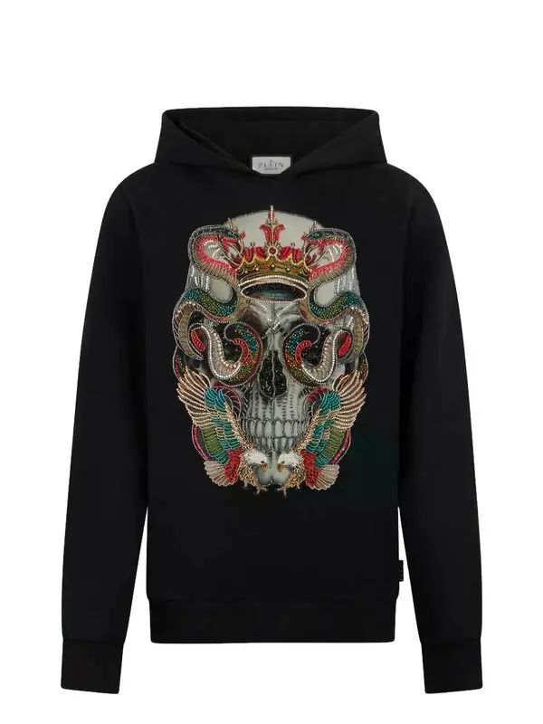 Philipp Plein Rhinestone Skull Hoodie - Black