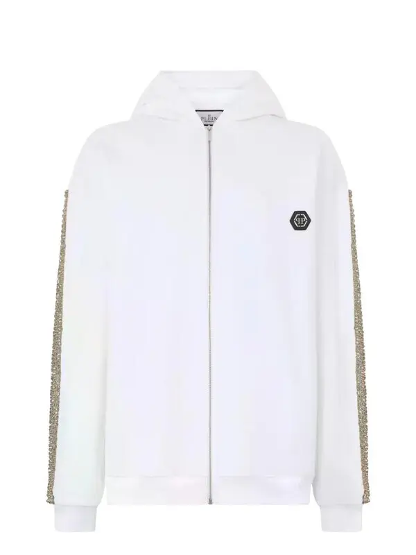 Philipp Plein Strass Zip Hoodie - White
