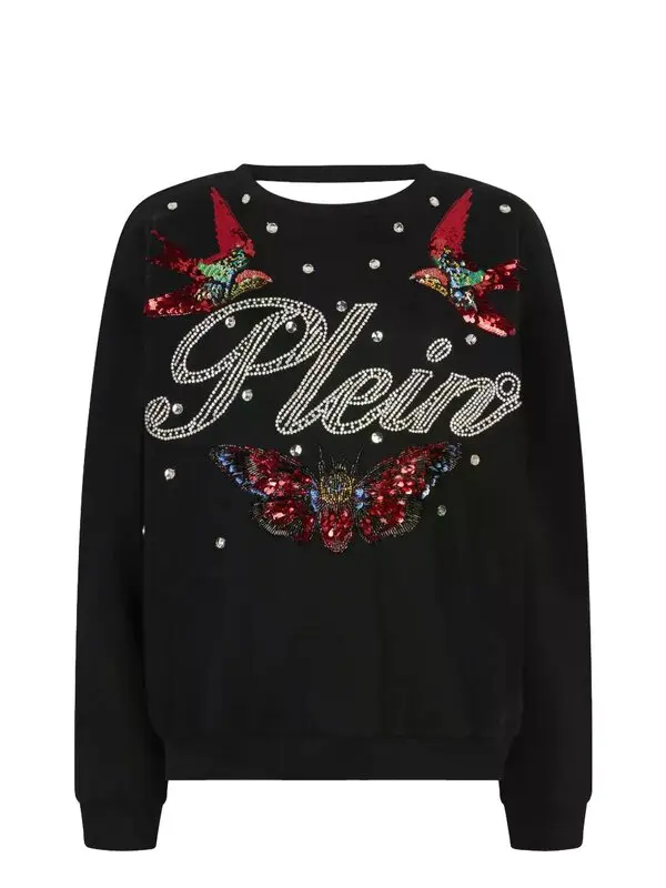 Philipp Plein Open Back Embellished Sweatshirt - Black